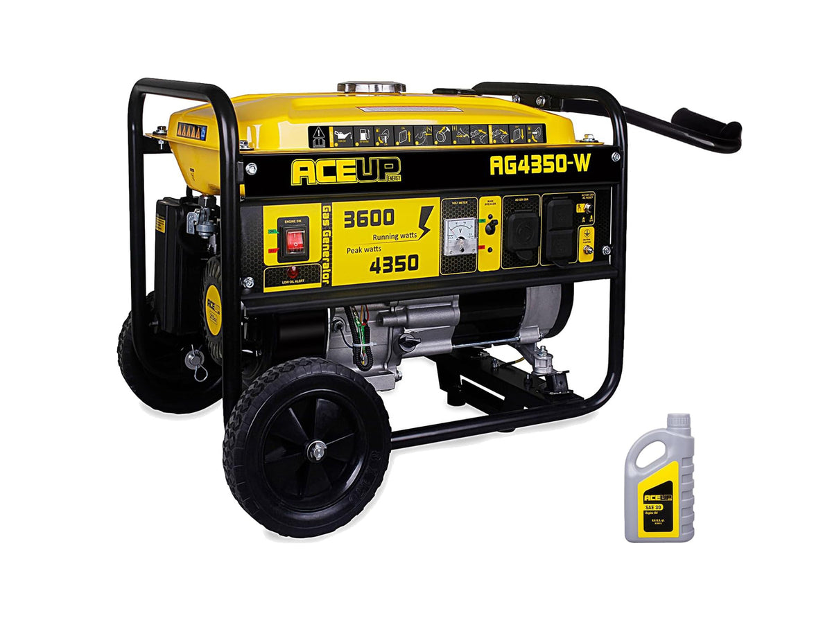 Aceup Energy Portable Generator 4350 Watt Gas Powered Equipment with W ...