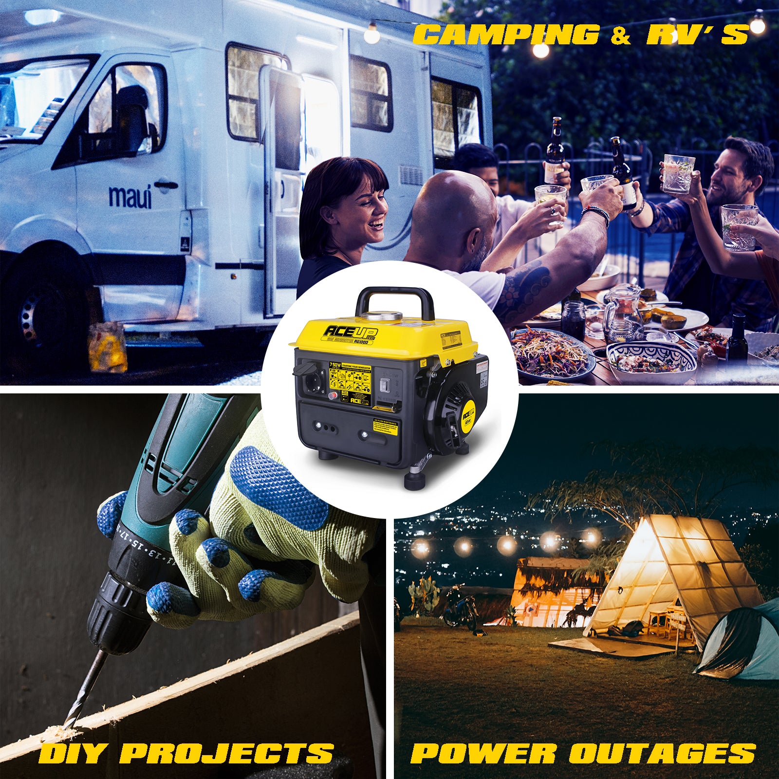 1000W 2-Stroke Small Portable Generator for Home-AG1000 – AceupEnergy