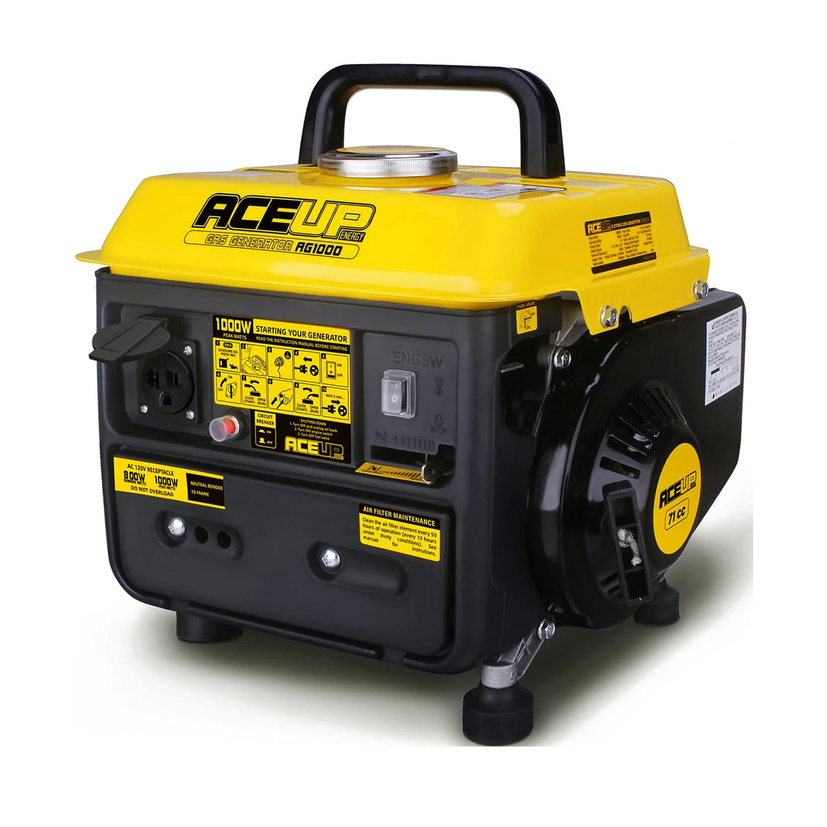 1000 Watts Gas Powered Portable Generator for Home Use - Aceup Energy ...