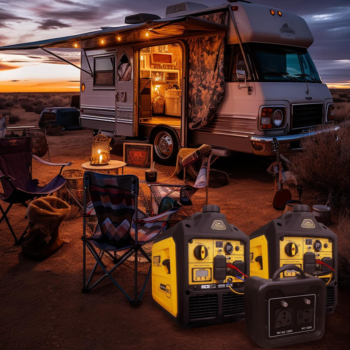 Aceup Energy 4000 Watt Portable Inverter Generator, Quiet Gas Powered ...