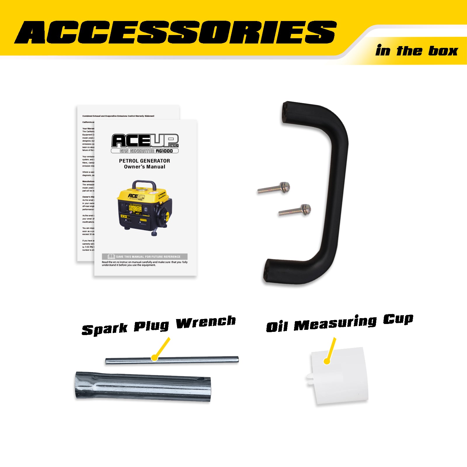 Aceup Energy 1000 Watts Gas Powered Portable Generator for Home Use-AG ...